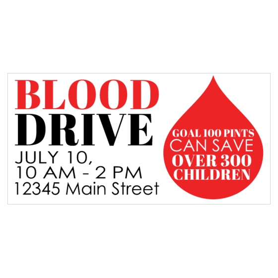 Custom Fundraising Banners Fundraisers use to promote blood drives